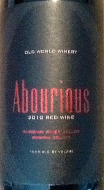 2010 Old World Winery Abourious Sherry Martinelli Vineyard Russian ...