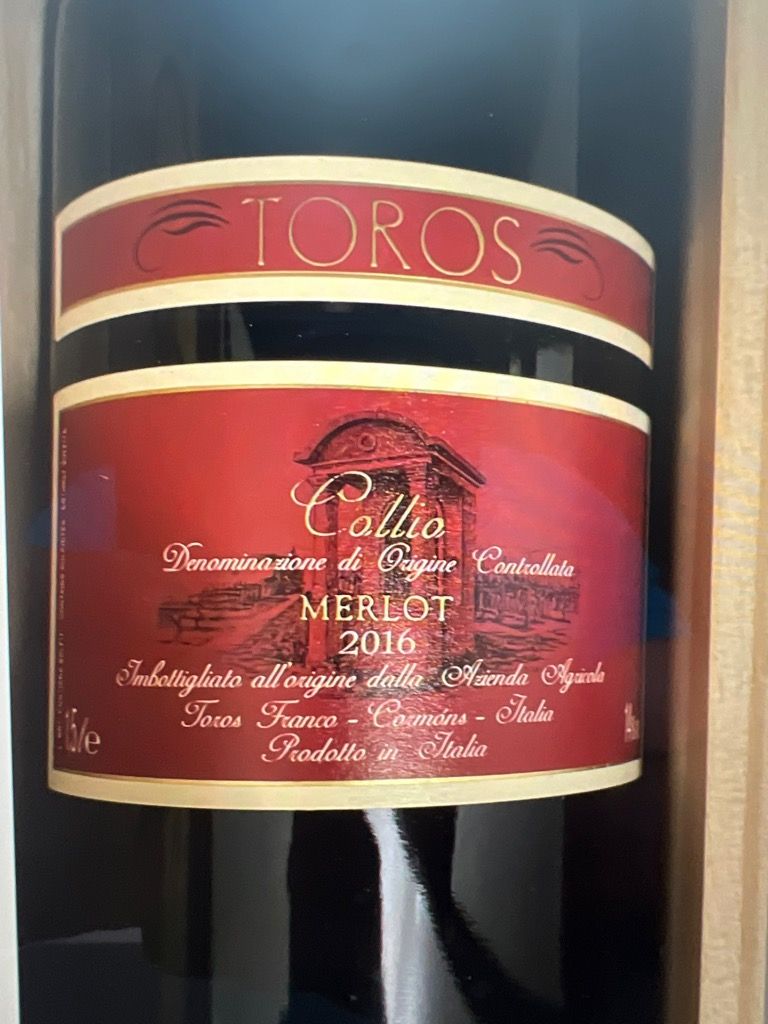 2016 Franco Toros Collio Merlot, Italy, Friuli-Venezia Giulia, Collio ...
