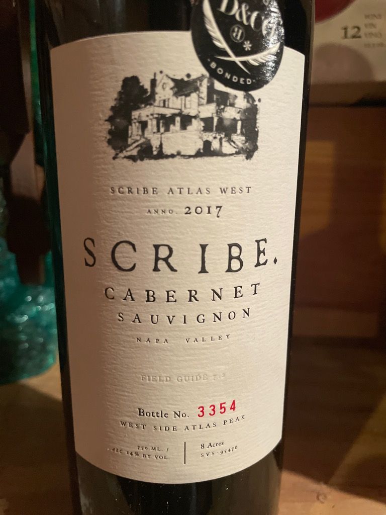 2016 Scribe Cabernet Sauvignon Field Guide 7.2 Scribe Atlas West, USA ...