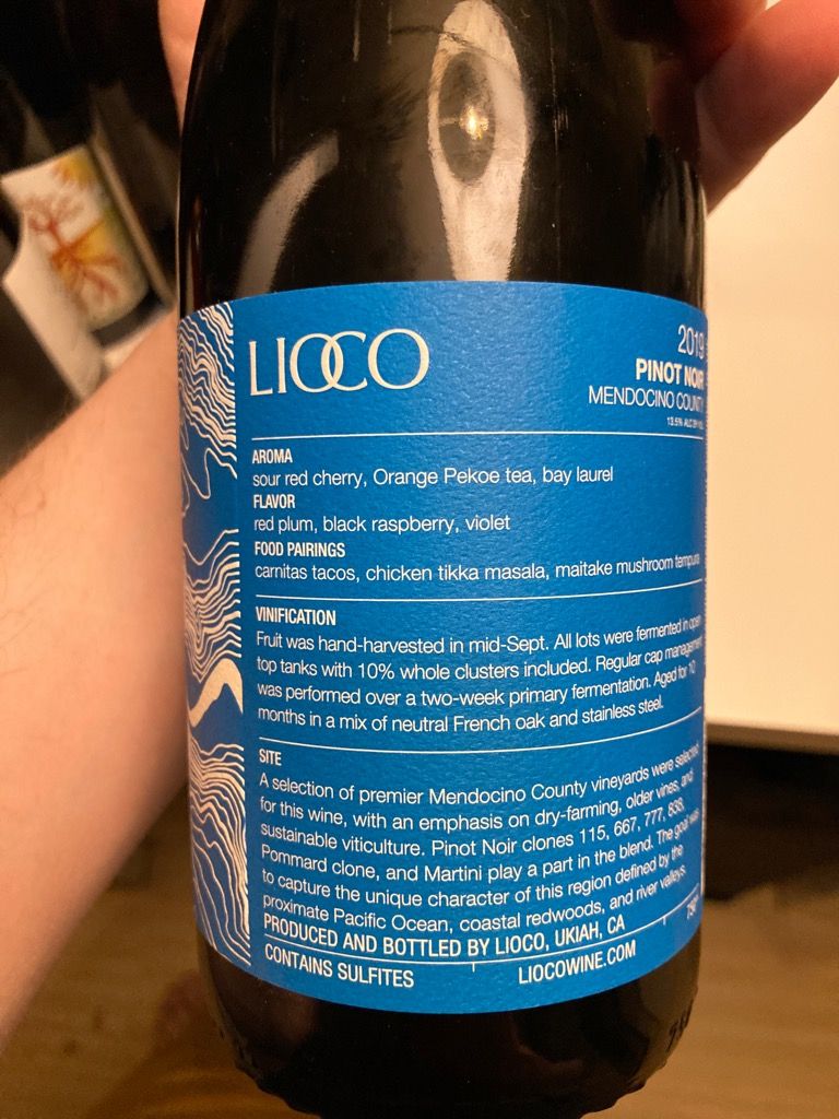 2020 Lioco Pinot Noir Mendocino County, USA, California, North Coast ...