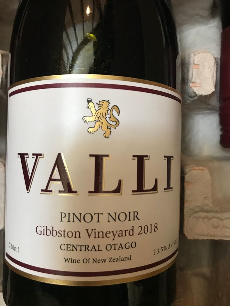 2018 Valli Pinot Noir Gibbston Vineyard, New Zealand, South Island ...