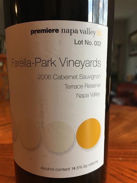 2006 Farella Vineyards Cabernet Sauvignon Terrace Reserve Premiere Napa ...