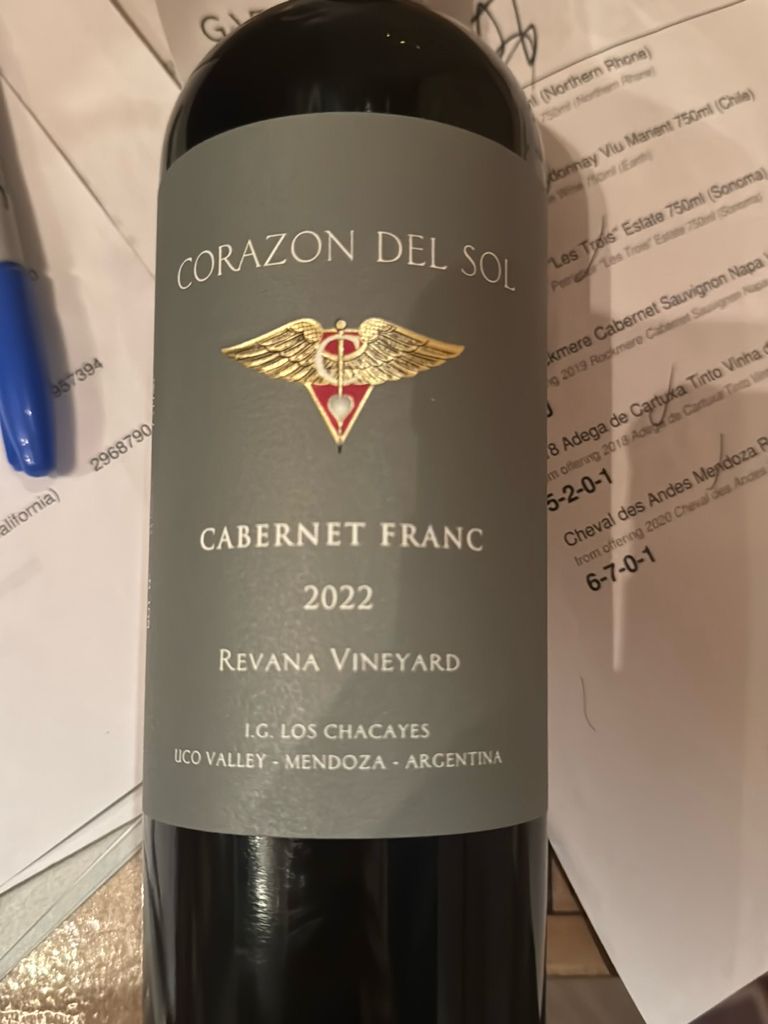 2022 Corazon del Sol Cabernet Franc Revana Vineyard, Argentina, Mendoza ...