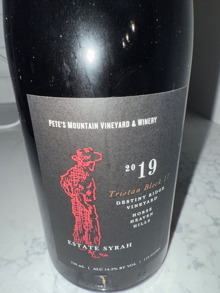 2021 Pete's Mountain Winery Syrah Tristan Block 17 Destiny Ridge ...