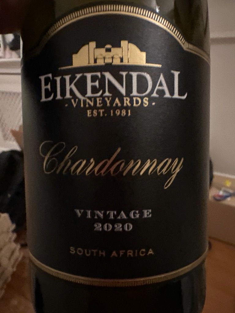 2020 Eikendal Vineyards Chardonnay, South Africa, Coastal Region ...