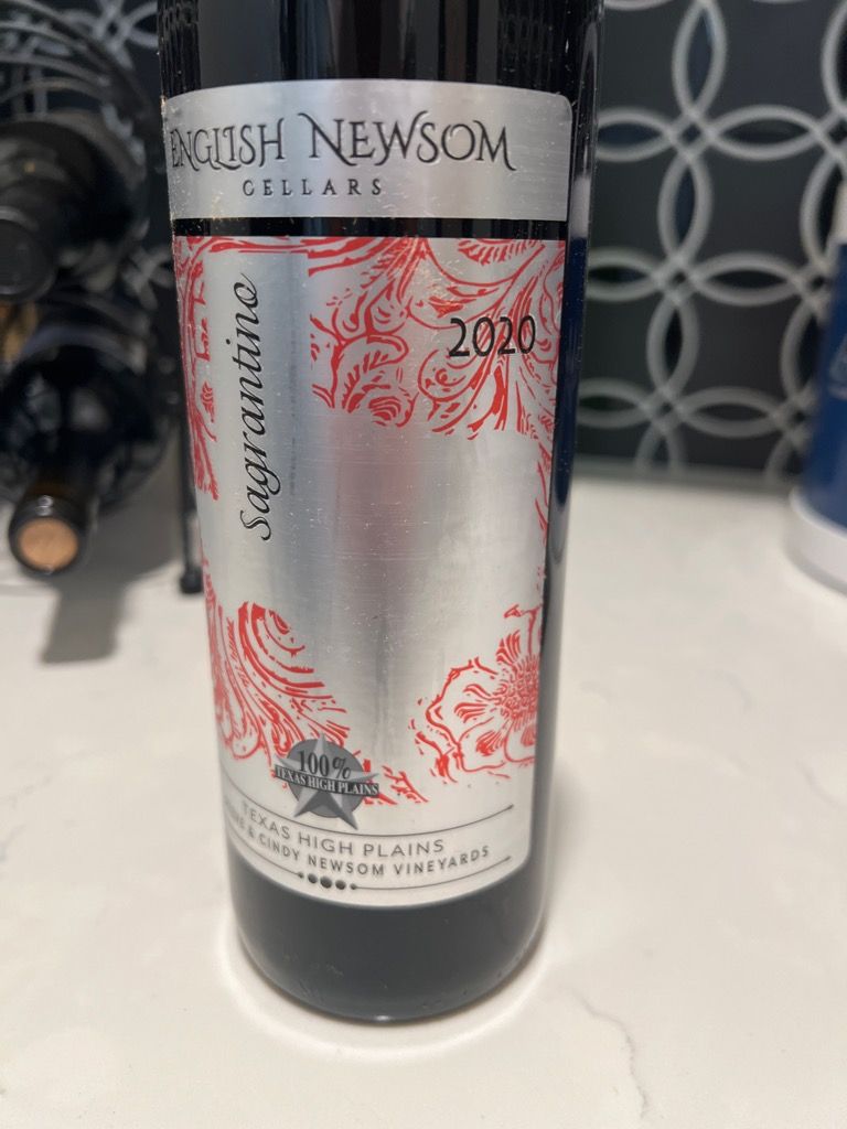 2020 English Newsom Cellars Sagrantino, USA, Texas, Texas High Plains ...