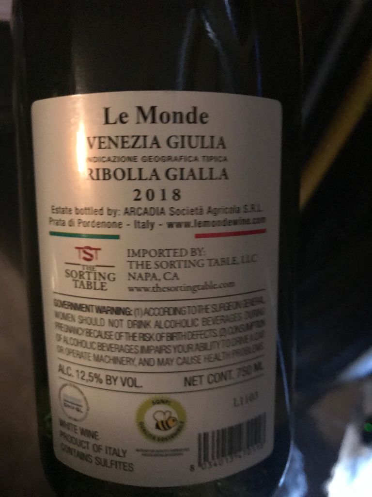 2017 Vigneti Le Monde Ribolla Gialla, Italy, Friuli-Venezia Giulia ...