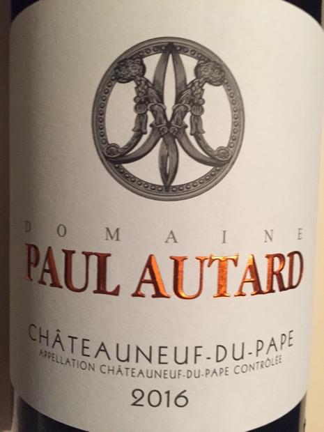 2016 Domaine Paul Autard Châteauneuf-du-Pape, France, Rhône, Southern ...
