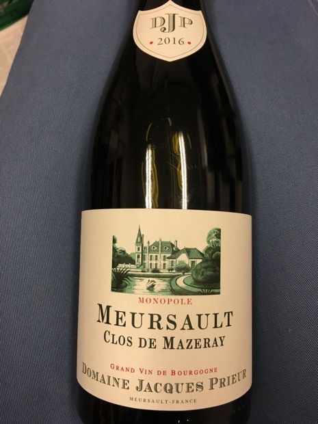 2016 Domaine Jacques Prieur Meursault Clos de Mazeray, France, Burgundy ...
