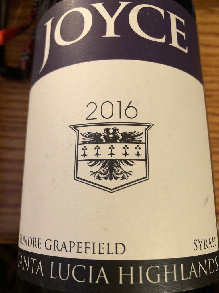 2016 Joyce Vineyards Syrah Tondré Grapefield, USA, California, Central ...