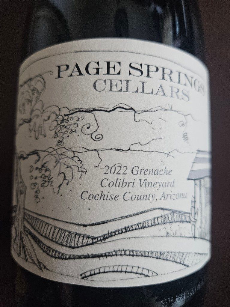 2022 Page Springs Cellars Grenache Colibri Vineyard, USA, Arizona ...