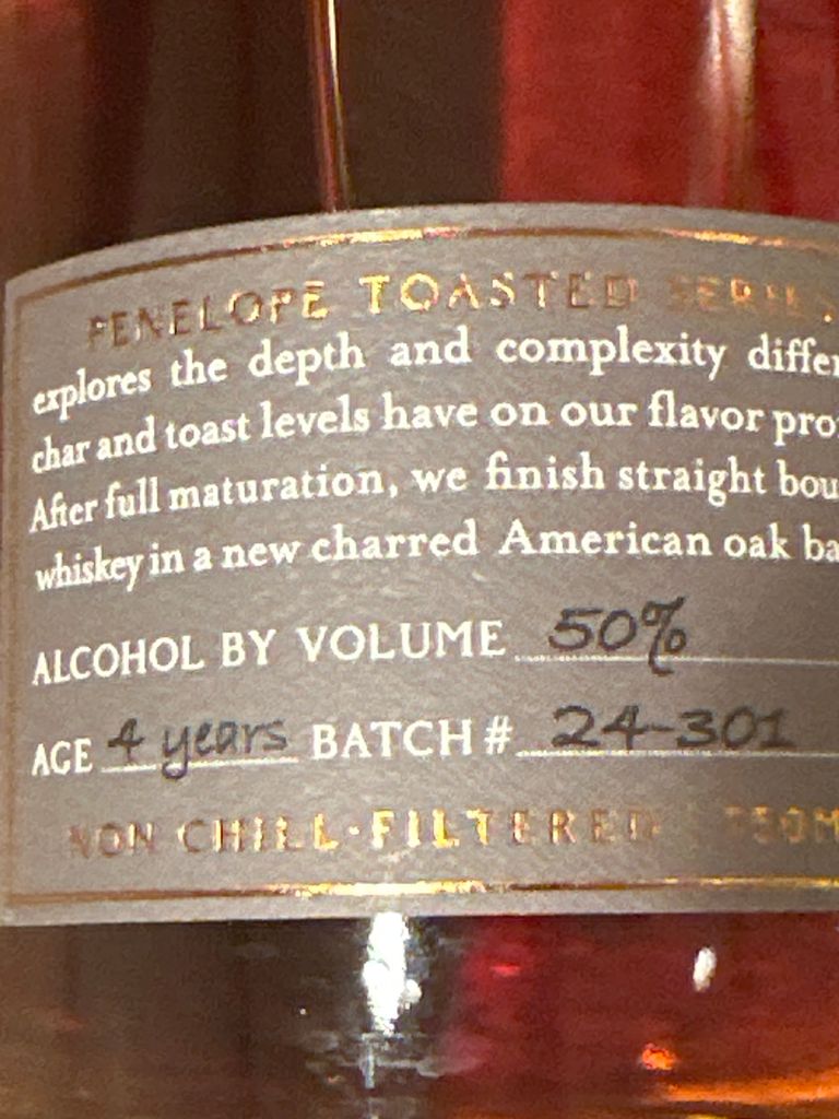 2024 Penelope Toasted Series Straight Bourbon Whiskey, 50%, USA ...