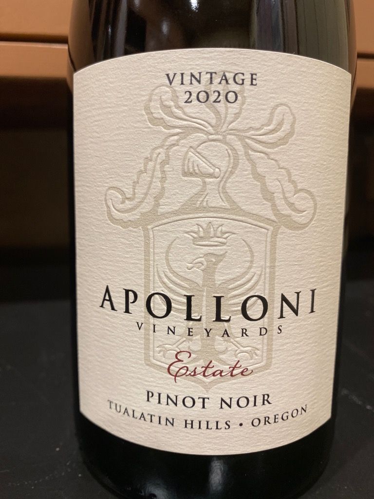 2020 Apolloni Vineyards Pinot Noir Estate, USA, Oregon, Willamette ...