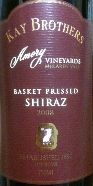 2008 Kay Brothers Shiraz Basket Pressed Amery Vineyards, Australia ...