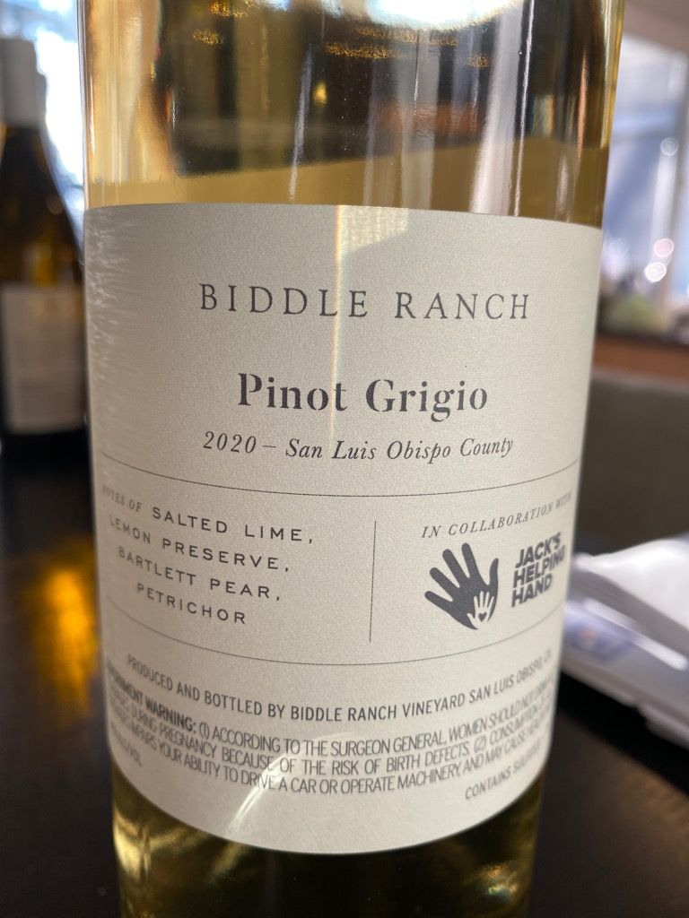 2022 Biddle Ranch Vineyard Pinot Grigio Jack's Helping Hand, USA ...