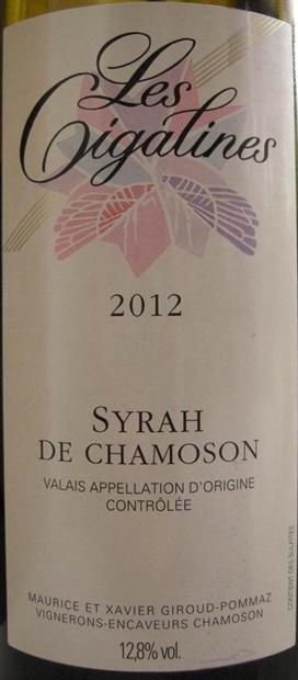 2018 Maurice et Xavier Giroud-Pommaz Syrah Les Cigalines, Switzerland ...