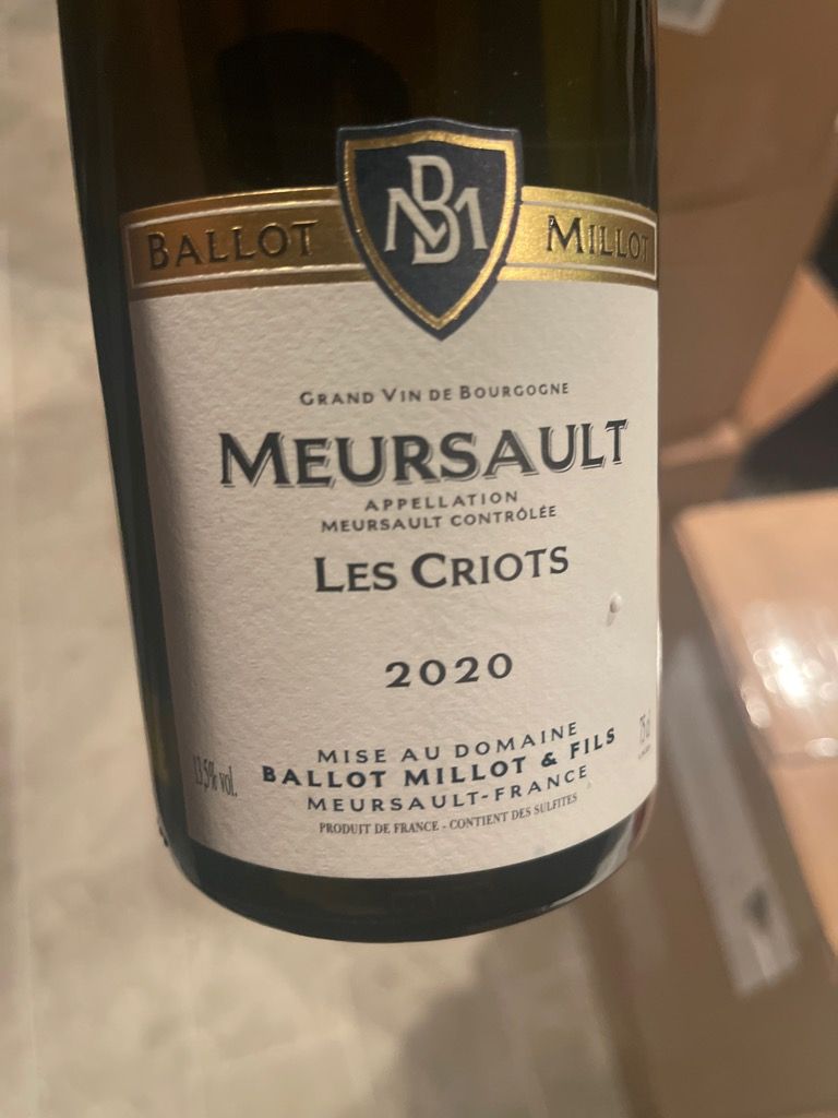 2020 Ballot-Millot & Fils Meursault Les Criots, France, Burgundy, Côte ...