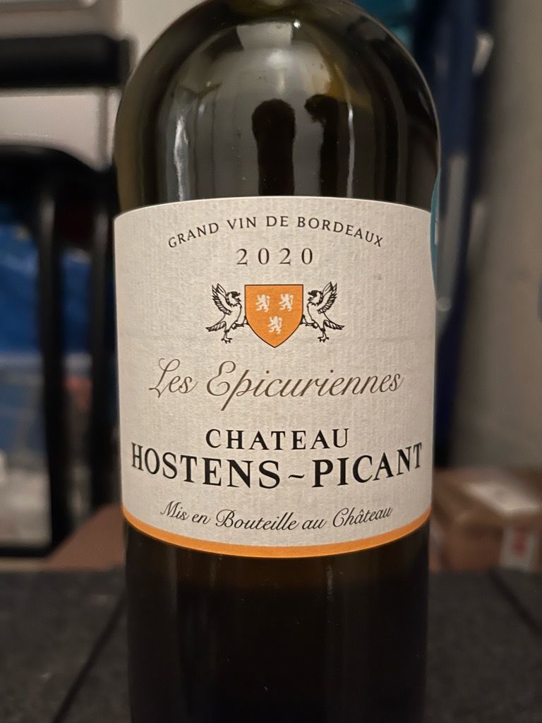 2018 Château Hostens-Picant Les Epicuriennes, France, Bordeaux, Entre ...