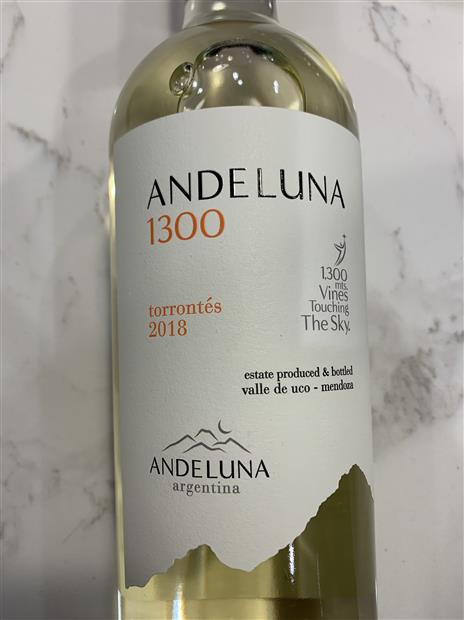2019 Andeluna Cellars (Familia Reina) Torrontés 1300, Argentina ...