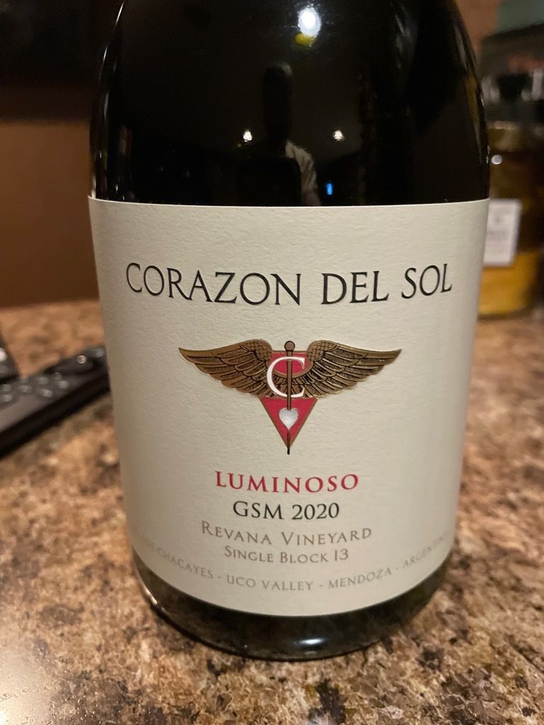 2020 Corazon del Sol Luminoso, Argentina, Mendoza, Valle de Uco ...