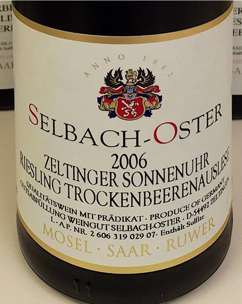 2000 Selbach-Oster Zeltinger Sonnenuhr Riesling Trockenbeerenauslese ...