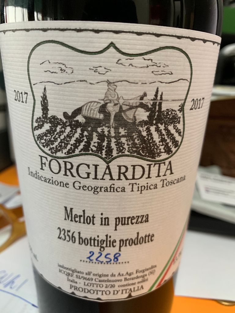 2018 Forgiardita merlot in purezza bottiglia no 2258 Toscana IGT, Italy ...