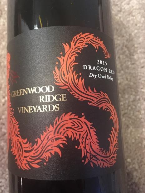 2015 Greenwood Ridge Vineyards Dragon Red, USA, California, Sonoma ...
