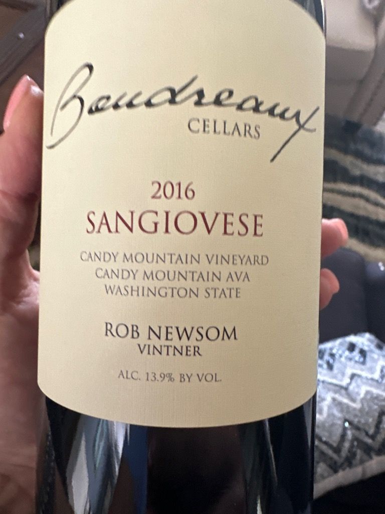 2016 Boudreaux Cellars Sangiovese, USA, Washington, Columbia Valley ...