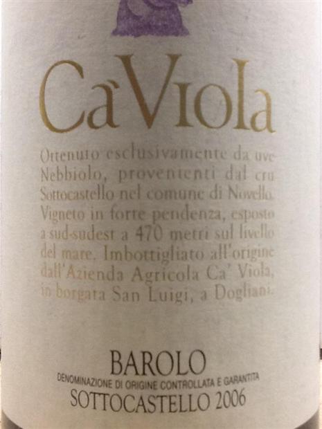 2004 Ca' Viola Barolo Sottocastello di Novello, Italy, Piedmont, Langhe ...