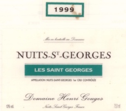 1999 Domaine Henri Gouges Nuits St. Georges 1er Cru Les Saint Georges ...