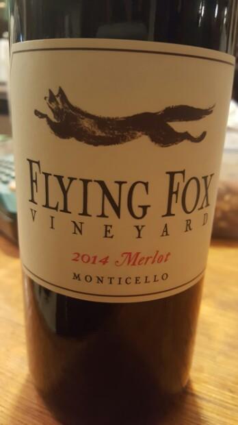 2014 Flying Fox Merlot, USA, Virginia, Central Virginia, Monticello ...