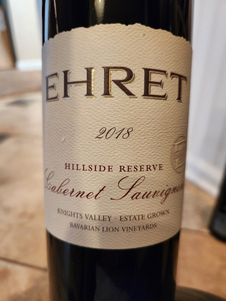 2018 Ehret Family Winery Cabernet Sauvignon Hillside Reserve, USA ...