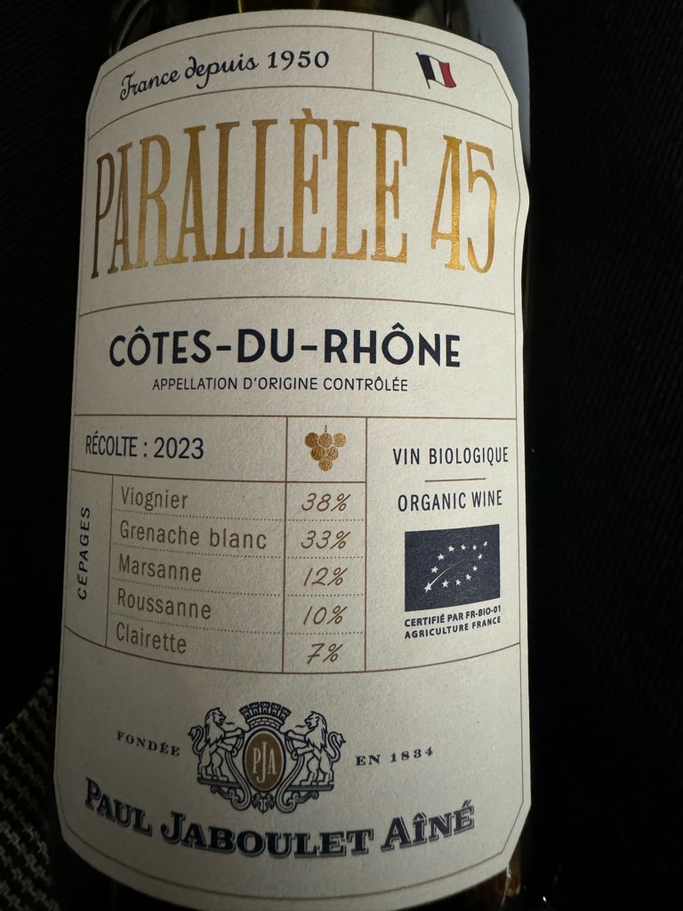 2023 Paul Jaboulet Aîné Côtes du Rhône Blanc Parallèle “45”, France ...