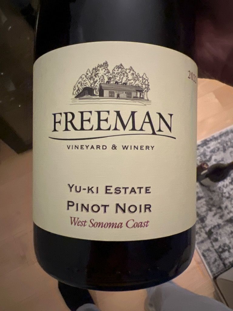 2022 Freeman Pinot Noir Yu-ki Estate, USA, California, Sonoma County ...