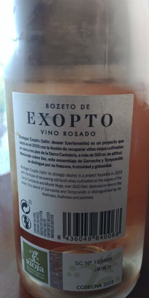 2021 Bodegas Exopto Rioja Bozeto de Exopto, Spain, La Rioja, Rioja ...