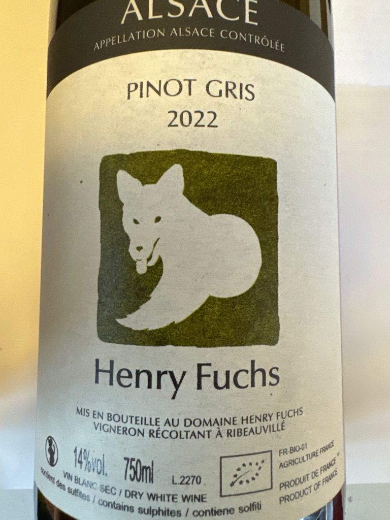 2022 Henry Fuchs Pinot Gris, France, Alsace - CellarTracker