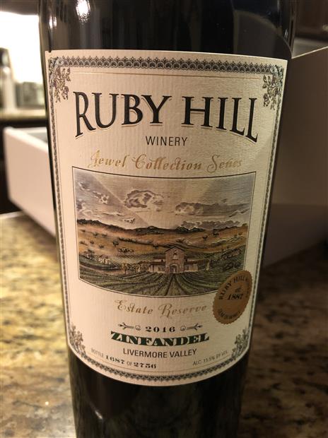 2018 Ruby Hill Winery Zinfandel Estate Reserve Jewel Collection, USA ...