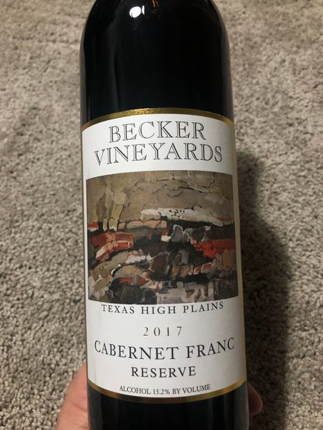 2017 Becker Vineyards Cabernet Franc Reserve, USA, Texas, Texas High ...
