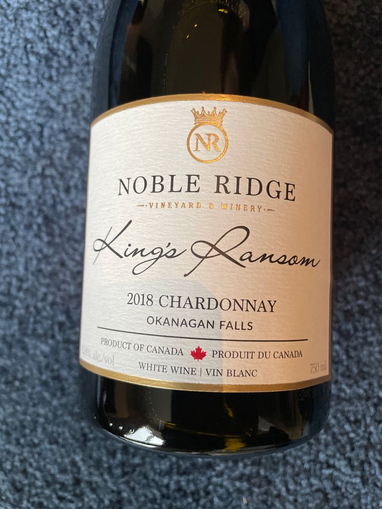 2020 Noble Ridge Chardonnay King's Ransom, Canada, British Columbia ...