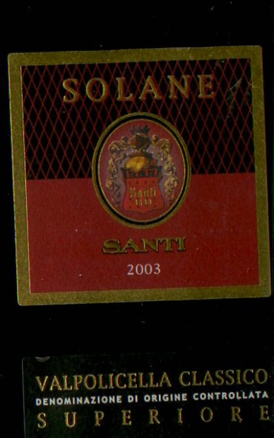 2003 Santi Ripasso della Valpolicella Classico Superiore Solane, Italy ...