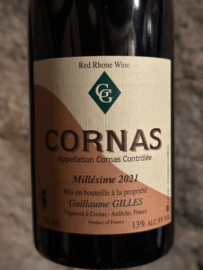 2021 Guillaume Gilles Cornas, France, Rhône, Northern Rhône, Cornas ...