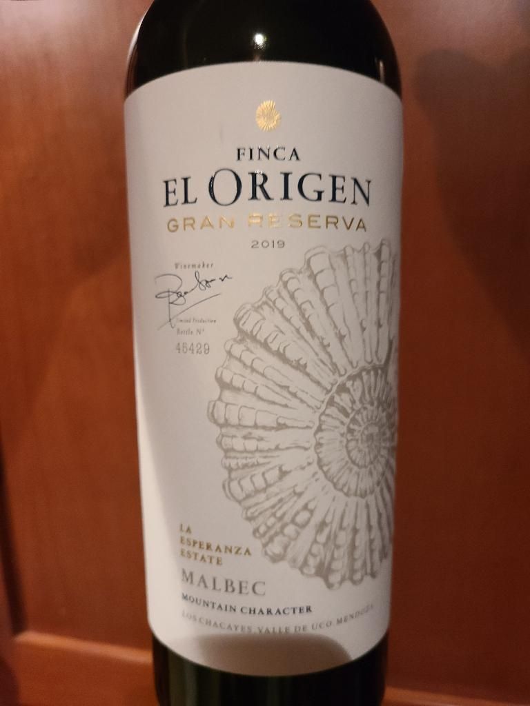 2019 Finca El Origen Malbec Gran Reserva, Argentina, Mendoza, Valle de ...