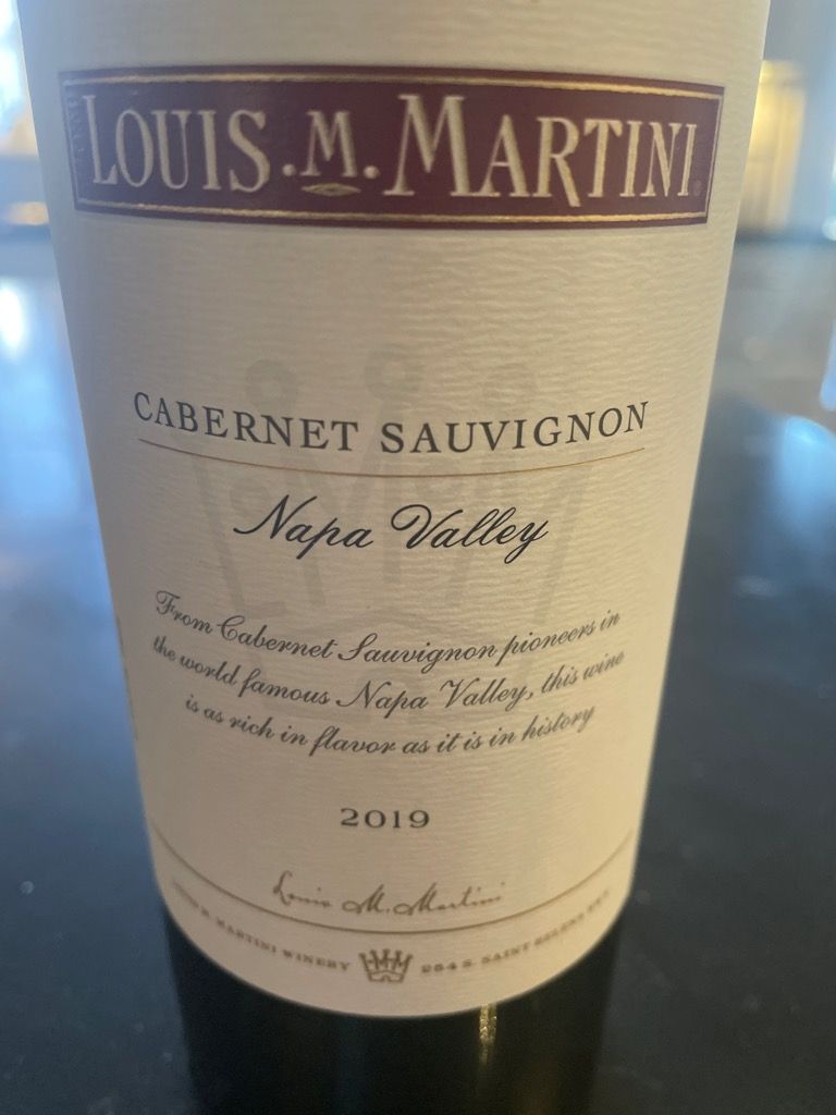 2019 Louis M. Martini Cabernet Sauvignon Cabernet Family Napa Valley ...
