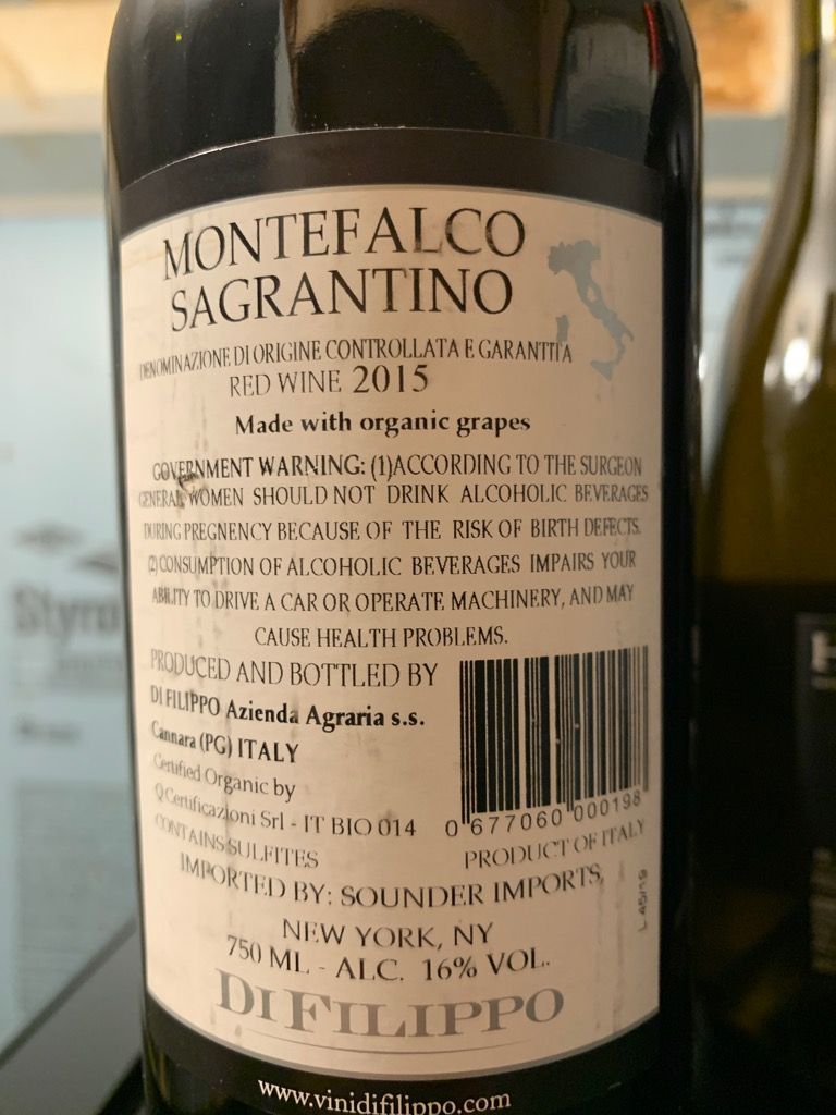 2015 Di Filippo Montefalco Sagrantino, Italy, Umbria, Montefalco ...
