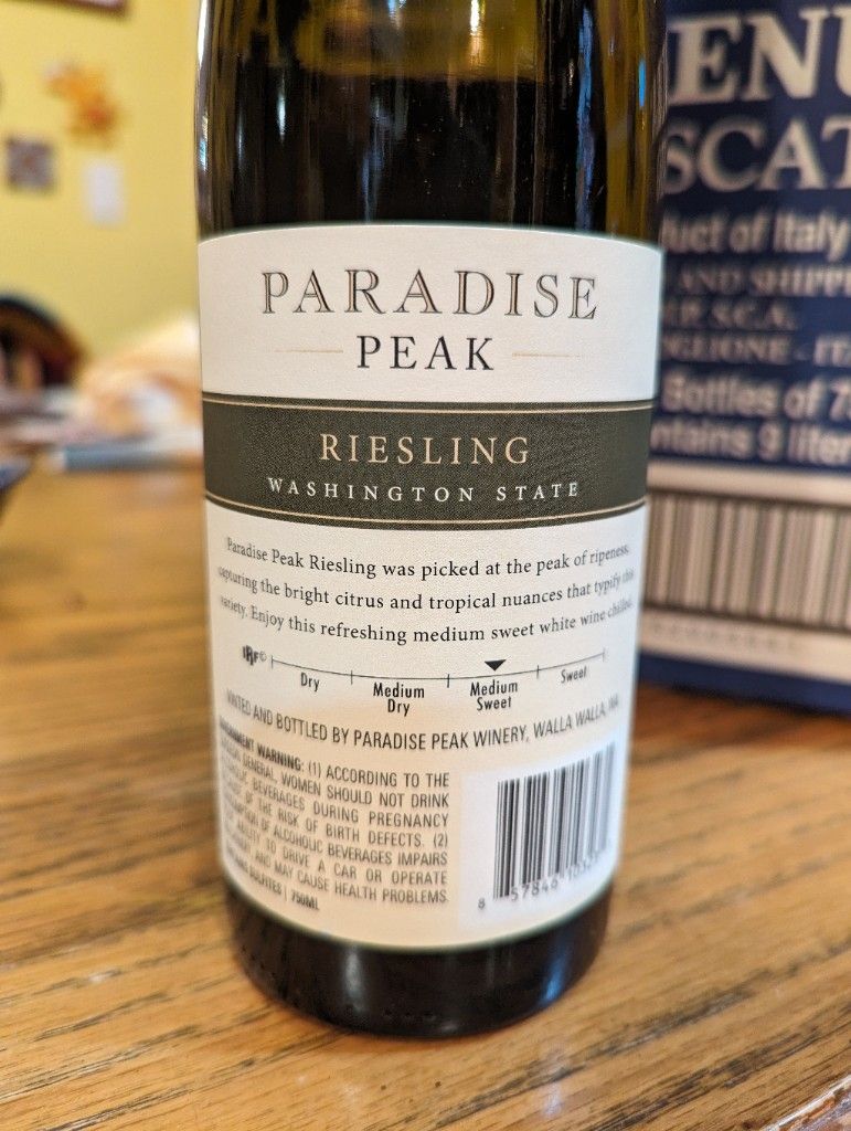 2021 Paradise Peak Winery Riesling, USA, Washington, Columbia Valley ...