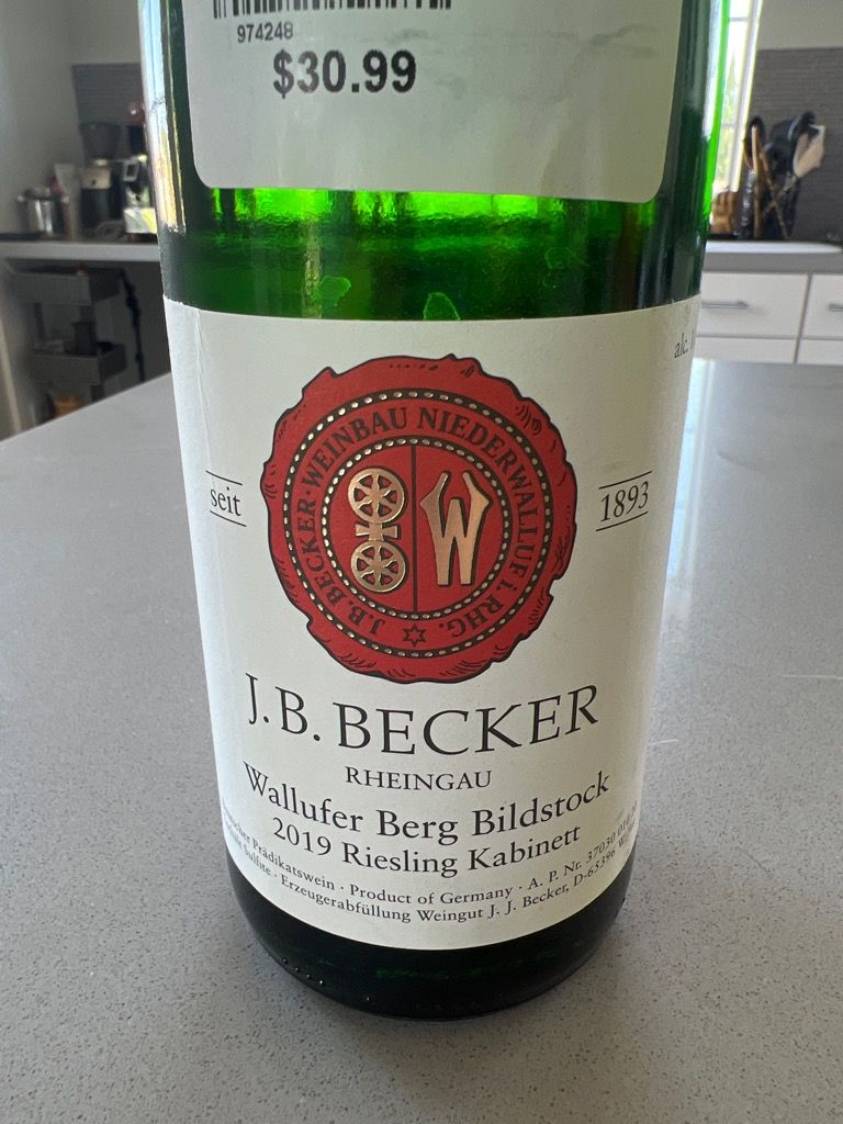 2019 J.B. Becker Wallufer Berg Bildstock Riesling Kabinett, Germany ...
