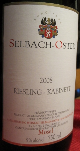 2007 Selbach-Oster Riesling Kabinett, Germany, Mosel Saar Ruwer ...