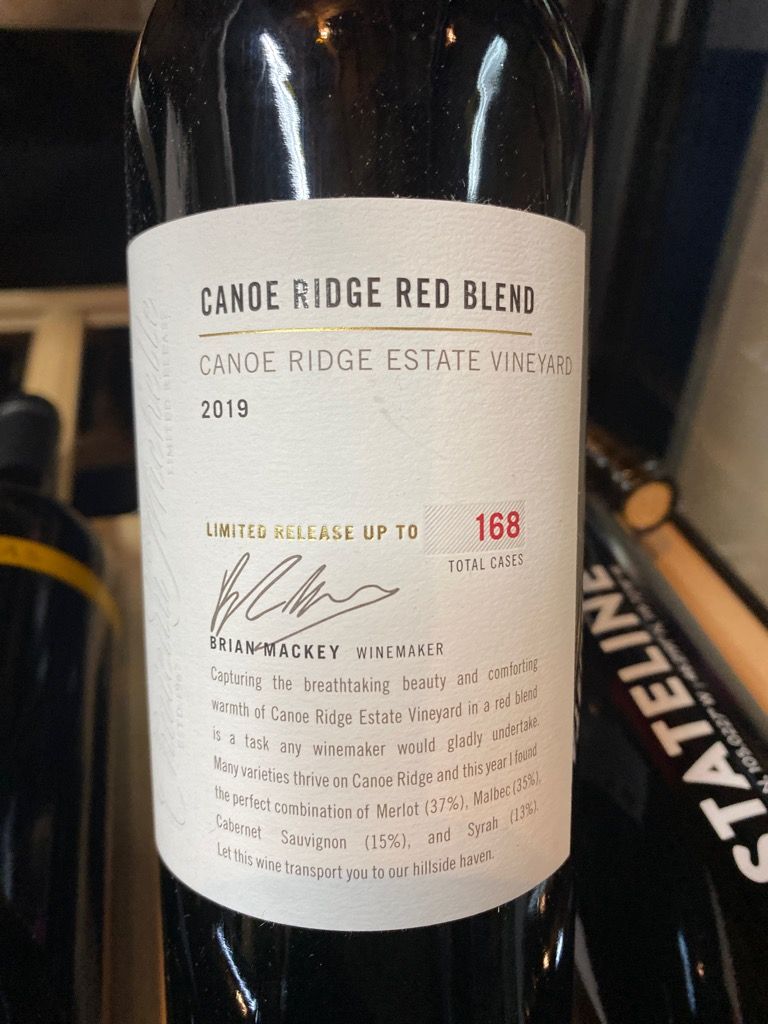 2018 Chateau Ste. Michelle Red Blend Canoe Ridge Estate Vineyard, USA ...