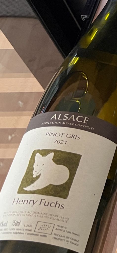 2021 Henry Fuchs Pinot Gris, France, Alsace - CellarTracker