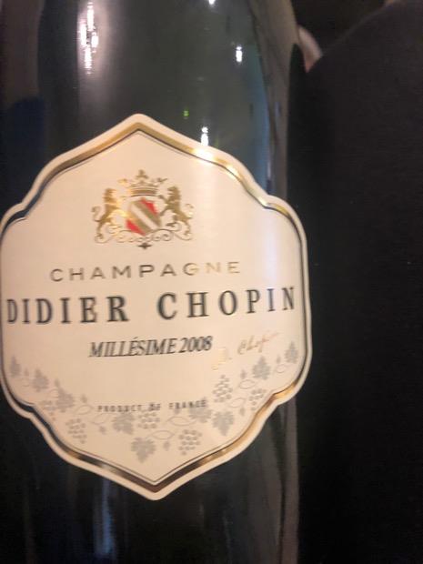 2008 Didier Chopin Champagne Brut Millésimé, France, Champagne ...
